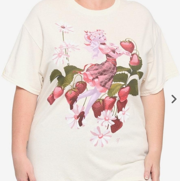 Hot Topic | Tops | Fairies By Trick Strawberry Fairy Boyfriend Fit ...